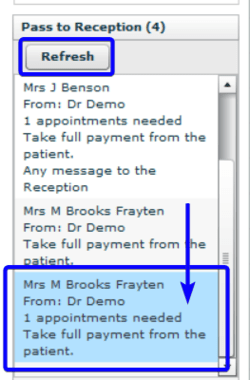 Pass to reception | DentalPlus Documentation